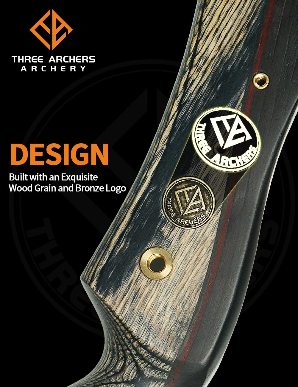 THREE ARCHERS Archery Recurve Bow Set Takedown Wooden Bow 62” Right Hand Hunting & Target Bow for Outdoor Archery Sport 30lbs-50lbs