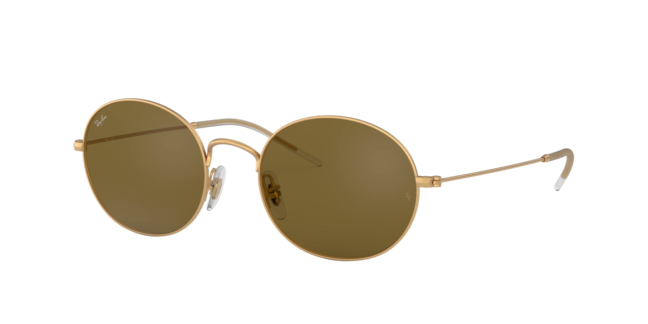 Ray-Ban Rb3594 Beat Oval Sunglasses, Rubber Gold/Dark Brown, 53 mm