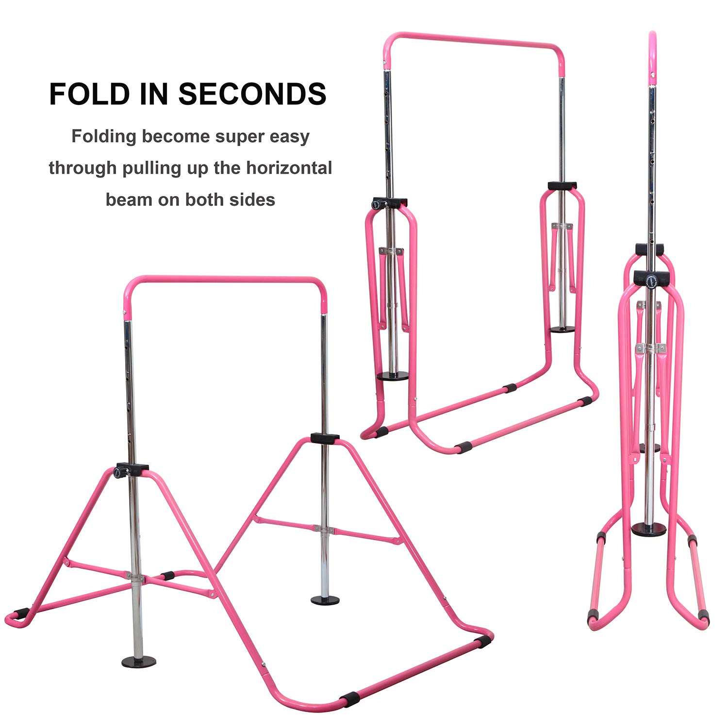 RELIANCER Expandable Gymnastics Bars Junior Training Bar Adjustable Height Gymnastic Horizontal Bars Children Folding Training Monkey Bars Child Gym Climbing Tower Kip Balance Bar for Kids Gymnasts