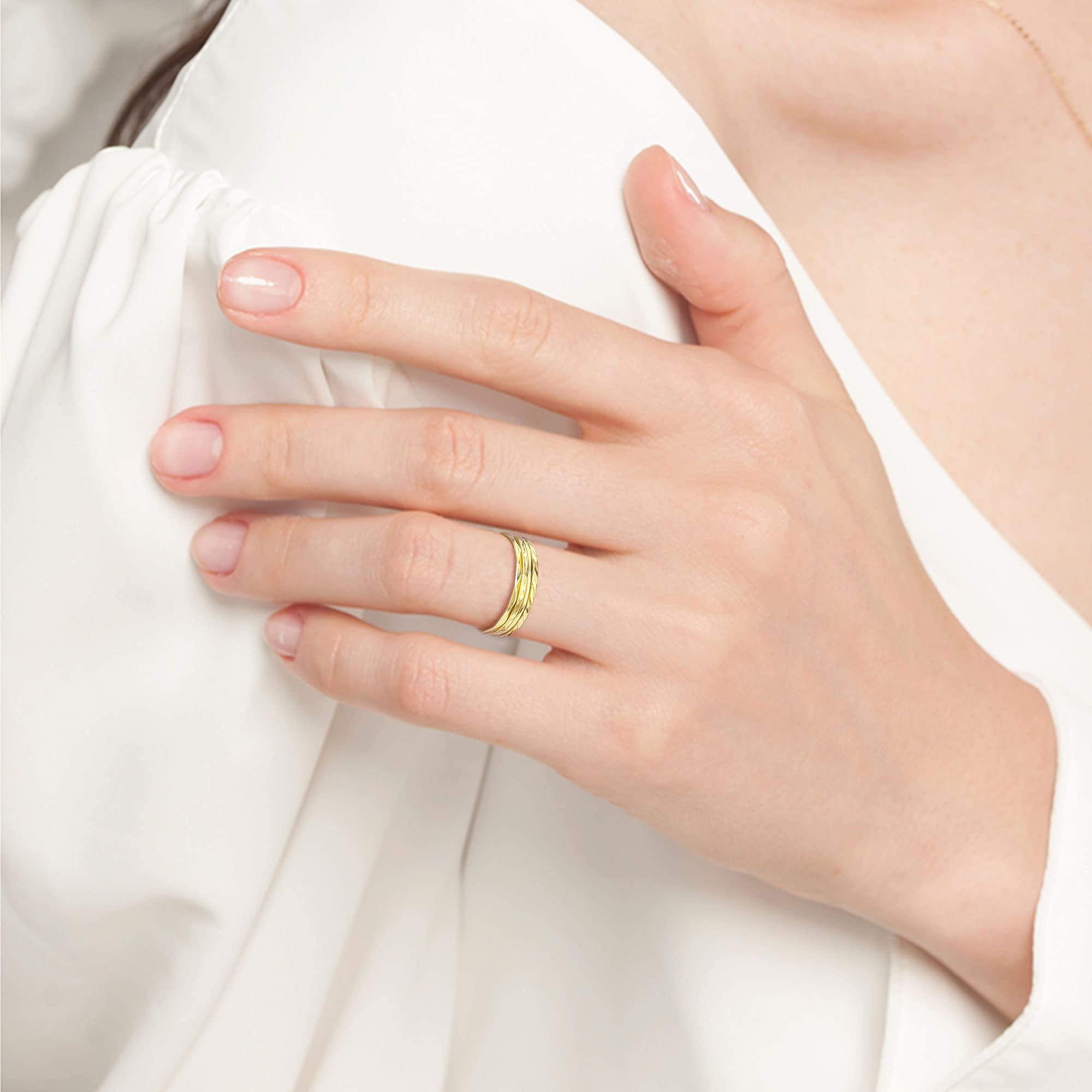 UBGICIG 4Pcs 1MM Gold Rings for Women Trendy Dainty Band Knuckle Stacking Midi Rings Set Silver/Gold Wedding Plain Thin Band Comfort Fit Size 3 to 10
