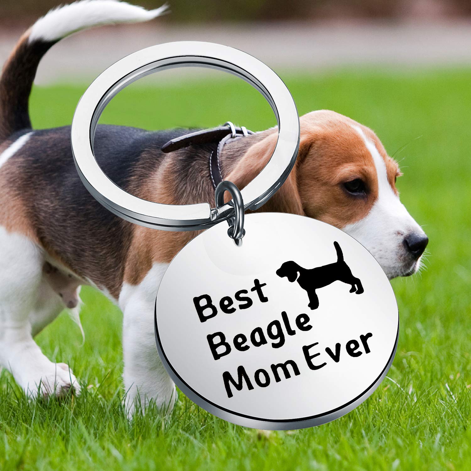 PENQI Beagle Mom Gift Beagle Lover Gift Best Beagle Mom Ever Keychain Beagle Owner Gift Animals Lover Gift Pet Lover Gift for Dog Lover (sliver)