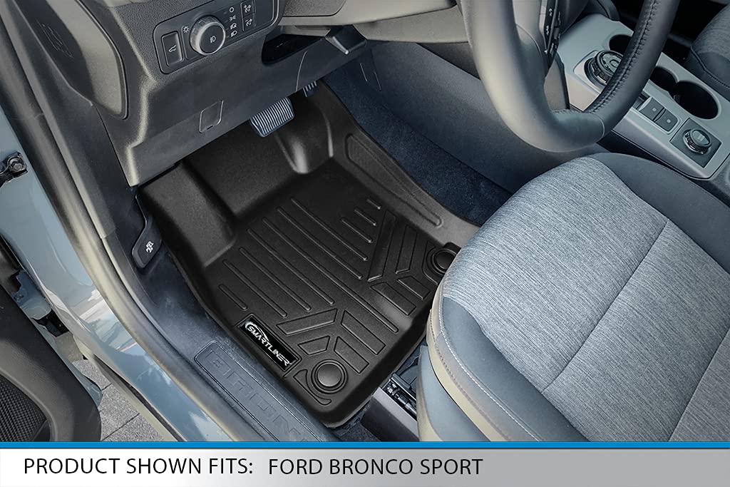 SMARTLINER Custom Fit All Weather Black 2 Row Floor Mat Liner Set Compatible with 2021-2022 Ford Bronco Sport