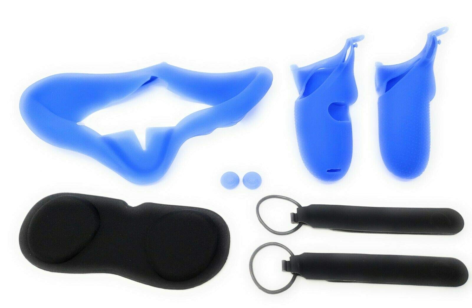 TNE Accessories Bundle Kit for Oculus Quest 1 VR Headset & Controllers | Headphones/Earphones, Silicone Face Cushion Cover, Grip Case, Knuckle Hand Strap, Lens Cover Pad, Thumbstick Caps (Black)