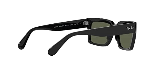 Ray-Ban RB2191 Inverness Rectangular Sunglasses, Black/Green, 54 mm