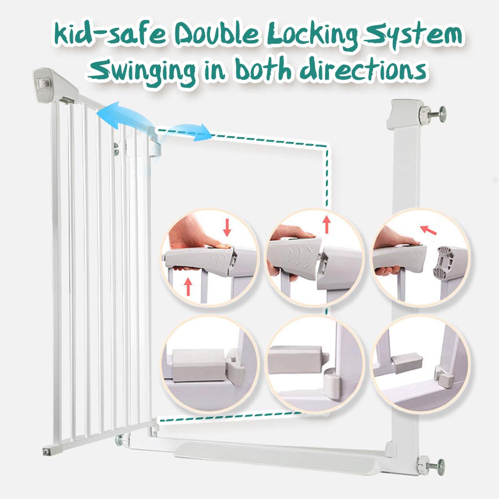 Safety Baby Gate,29.5-40.5 inch Auto Close Features,Luxury Extra Tall&Wide Child Gate, Heavy-Duty gate, Easy Walk-Thru pet Gate for The House, Stairs, Doorways & Hallways. (Applicable 29.5''-40.5'')