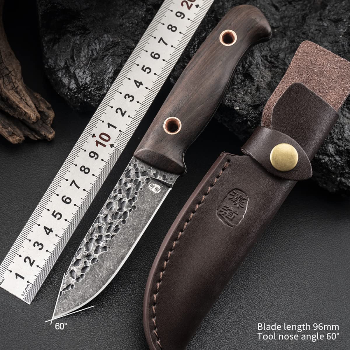 TANSOLE TAN SOLE HX OUTDOORS fixed blade knife with leather sheath for survival camping edc full tang men cowboy knives 8.38 inch