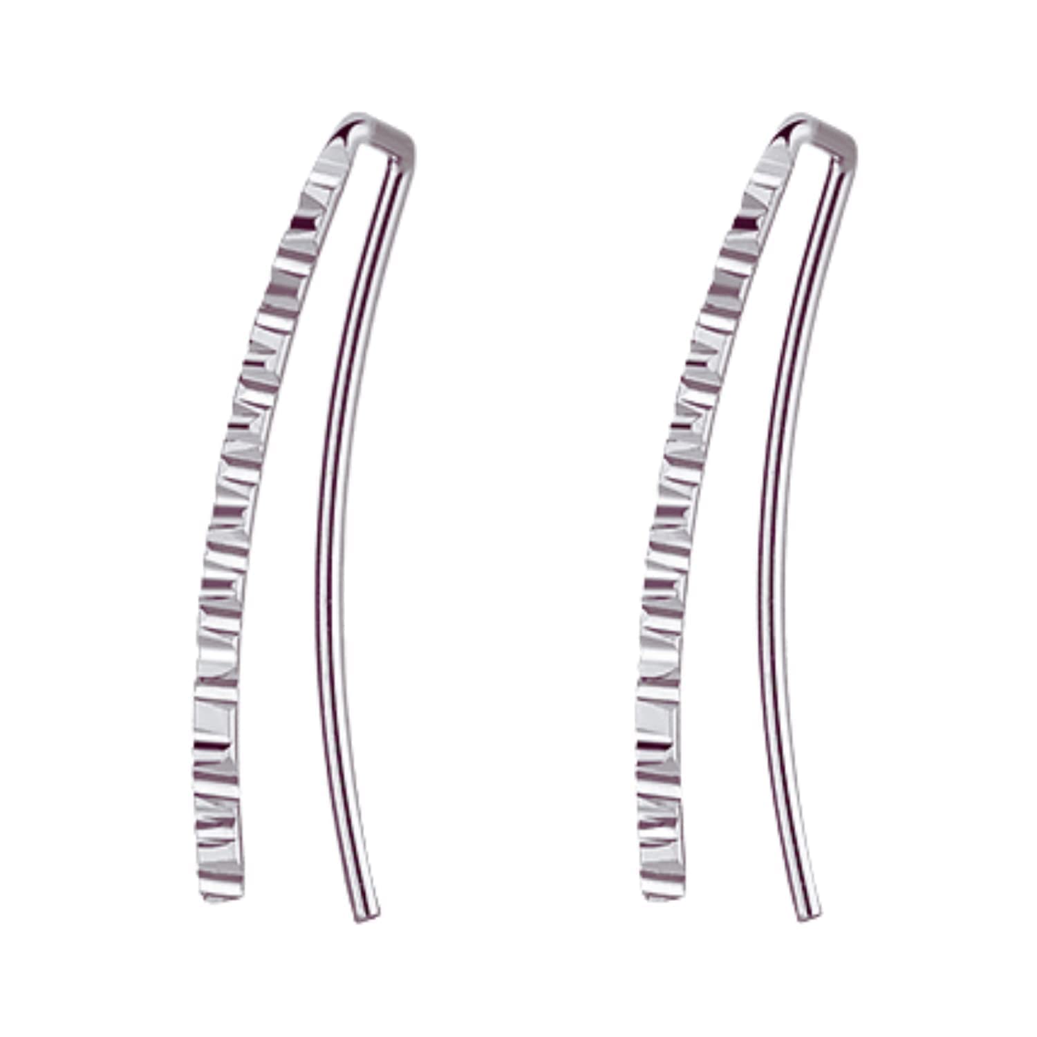 Rainify Silver Climber Earring, Handcrafted Hammered Ear Crawler, Sterling Silver Earrings