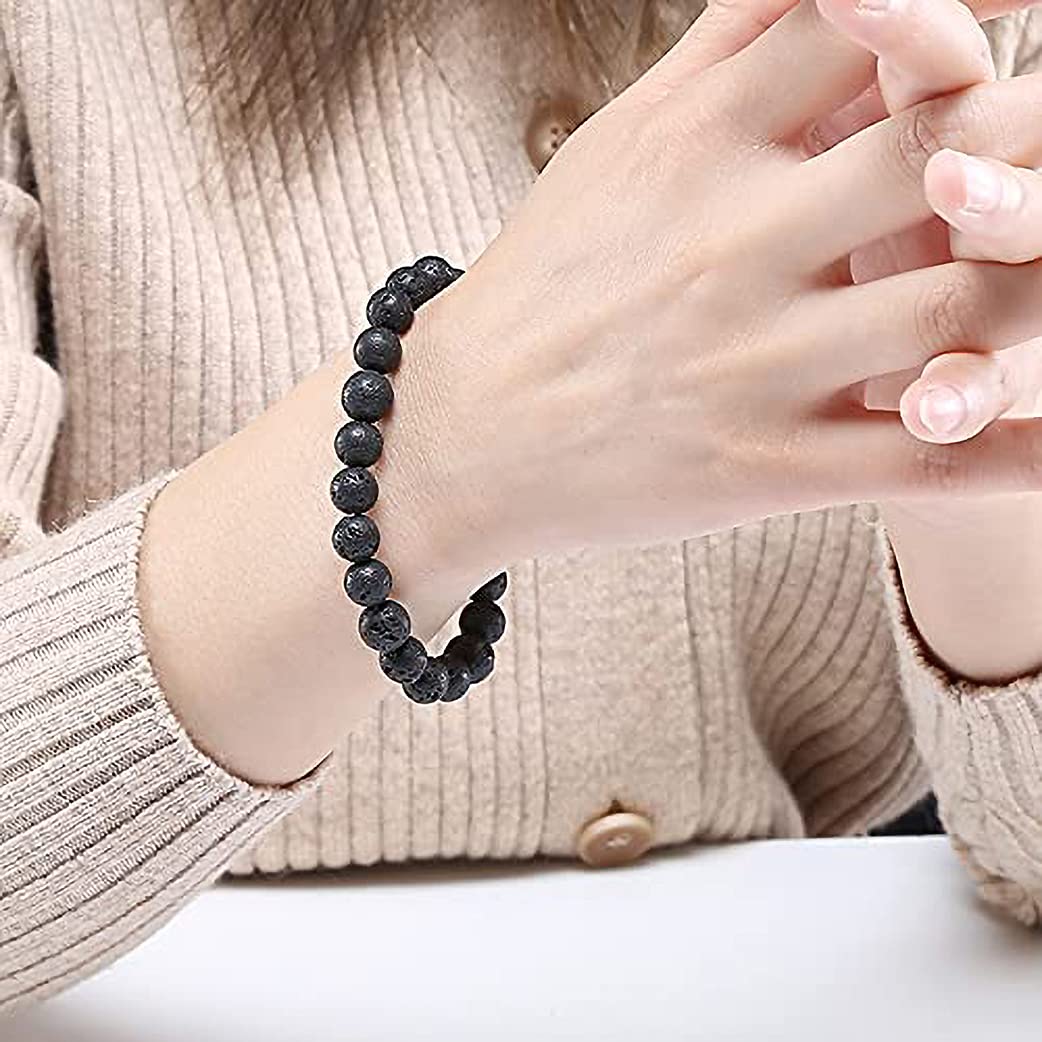 WAINIS 10 Pcs 8mm Stone Semi-Precious Gemstones Beaded Bracelets for Men Women Crystal Stretch Beaded Bracelet Unisex