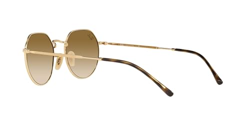 Ray-Ban RB3565 Jack Round Sunglasses, Gold/Clear Gradient Brown, 53 mm