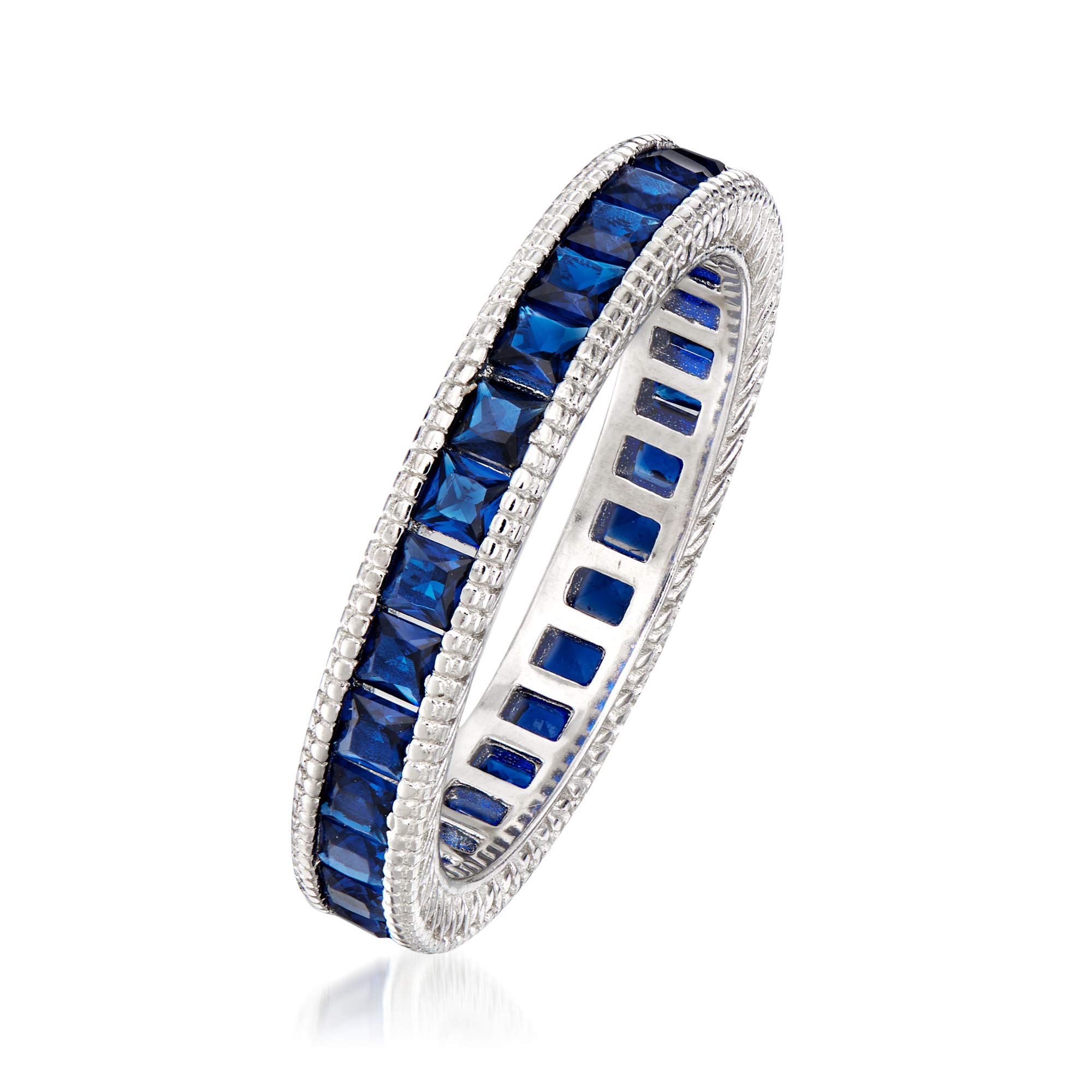 Ross-Simons 1.40 ct. t.w. Simulated Sapphire Eternity Band in Sterling Silver. Size 6