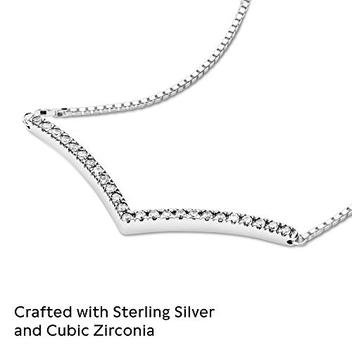 Pandora Sparkling Wishbone Necklace - Stunning Women's Jewelry - Great Gift for Women - Sterling Silver - 17.7"
