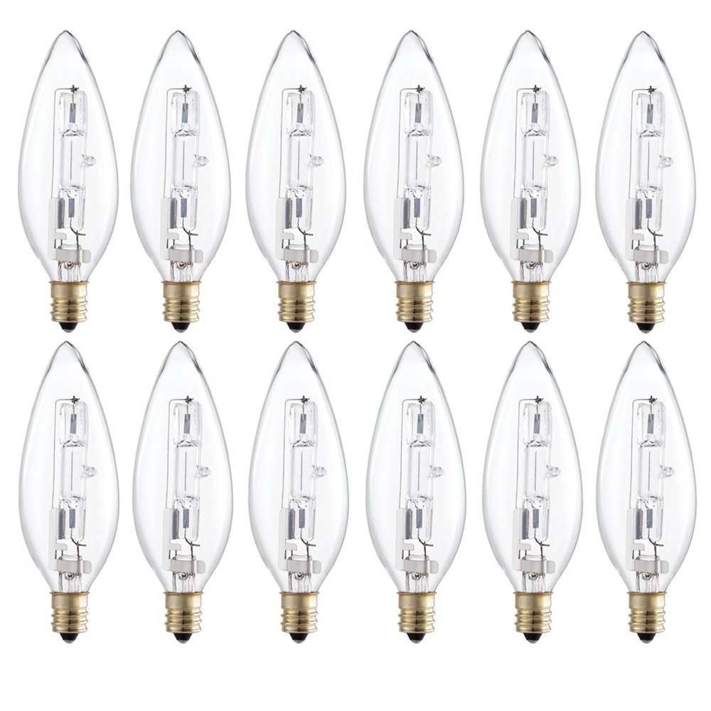 Philips 419200 60 Watt Equivalent Halogen B11 Blunt Tip Candelabra Base Dimmable Light Bulb, Soft White, 12 Pack