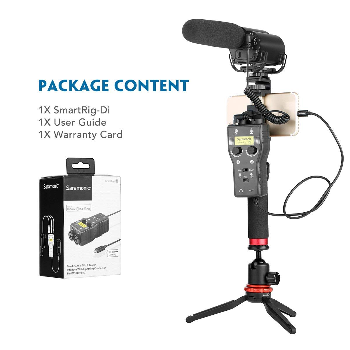 Saramonic SmartRig+ DI 2-Channel XLR & 6.3mm Guitar Audio Interface Microphone with iOS Connector Compatible with iPhone 13 12 11 X, iPad, iPod, iOS Smartphone