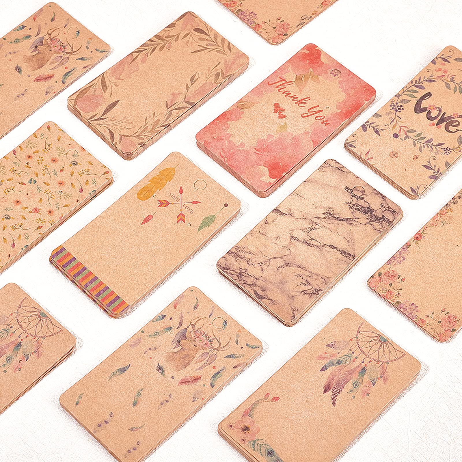 PH PandaHall 126pcs Vintage Earring Display Cards 9 Styles Rectangle Earring Cards Earring holder Cards with 200pcs Plastic Ear Nut for DIY Selling Small Business Earring Package Display, 3.5×2”