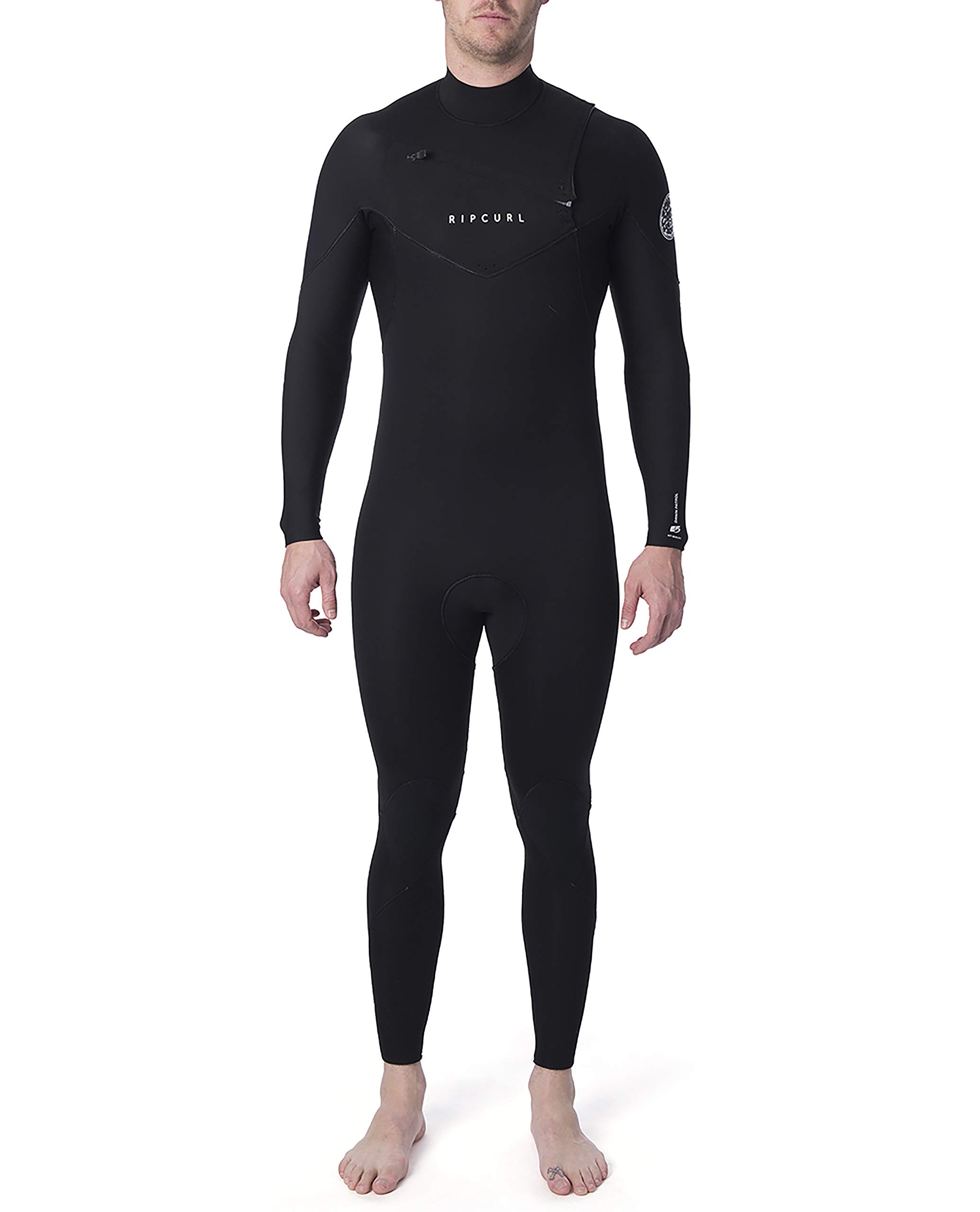 Rip Curl Mens Dawn Patrol Warmth 3/2mm Chest Zip Wetsuit Black - Easy Stretch Flash Lining