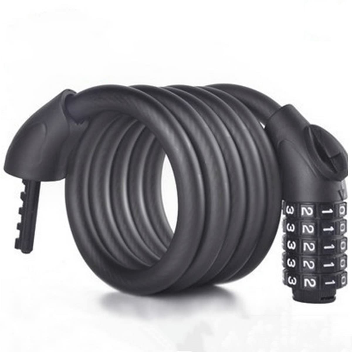 UFFD Bike Lock Cable 5-Digit Resettable Combination Self Coiling Combination Bicycle Lock with Free Bike Cable Lock Mounting Bracket Bike Lock (Color : Black, Size : 11.9mm*1500mm)