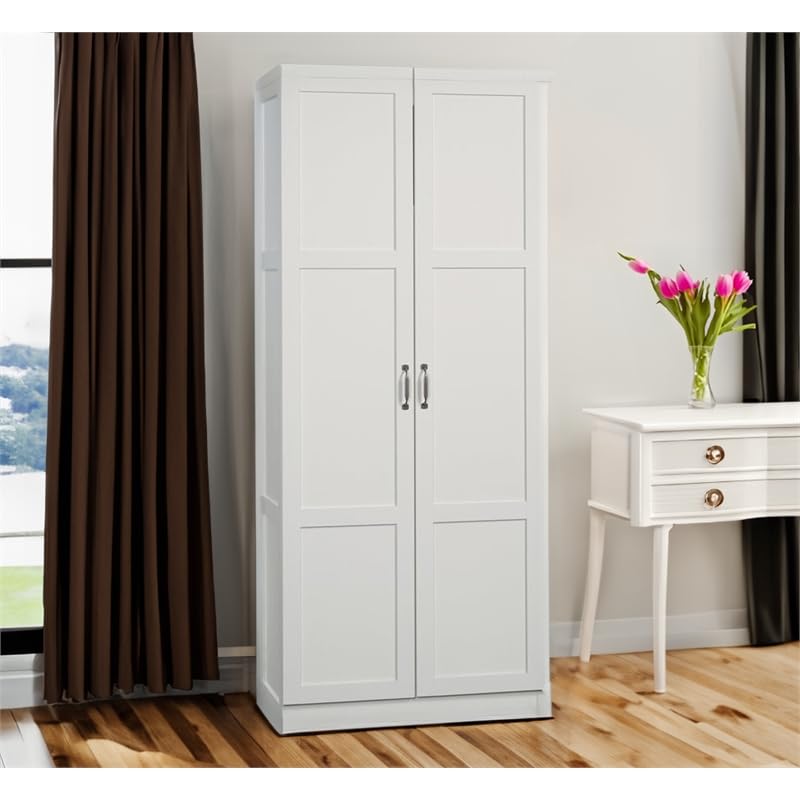 Pemberly Row 29" W Traditional Style Storage Cabinet, Pantry Cabinet, Linen Cabinet with Shelves in Highland Oak