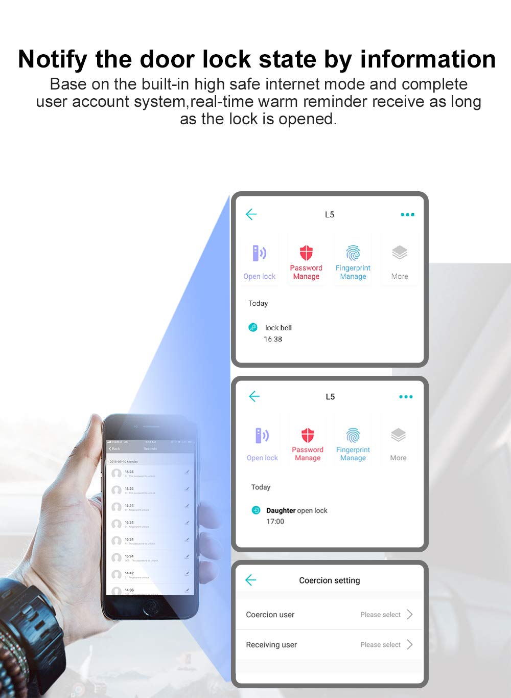 PINEWORLD E202PRO WiFi and Bluetooth Smart Lock, Fingerprint Keyless Entry Door Mortise Lock, App Remotely Control Office Apartment Business Manage Door Lock, Handle Free Reversible