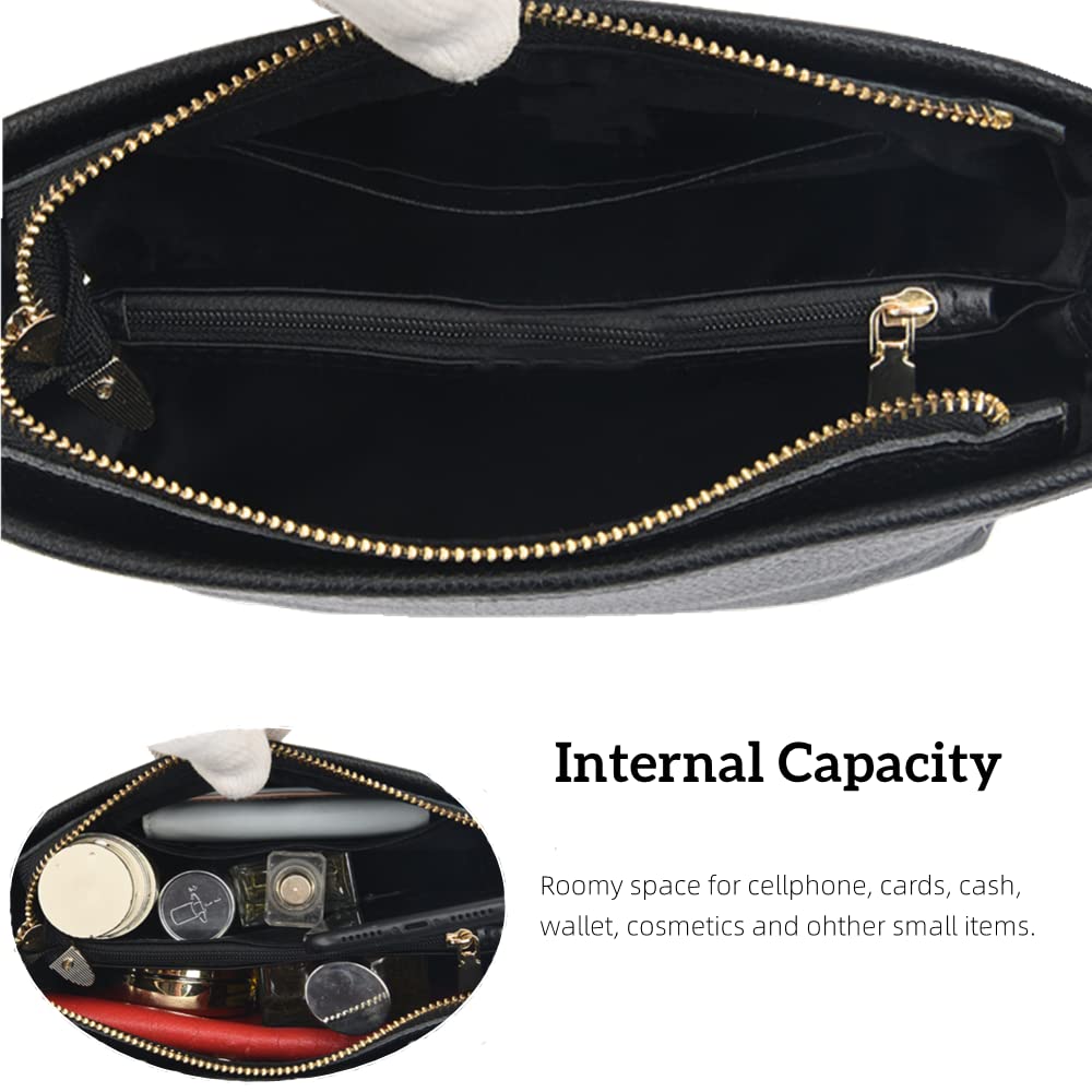 WITATAOGE Women's Small Vegan Leather Crossbody Bag w/Guitar Strap Shoulder Bag Hand Purses Phone Bags Wallet Saddle Bag (Black)