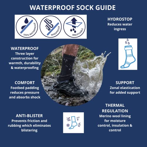 SEALSKINZ Unisex Waterproof Cold Weather Mid Length Sock, Black/Grey, Large