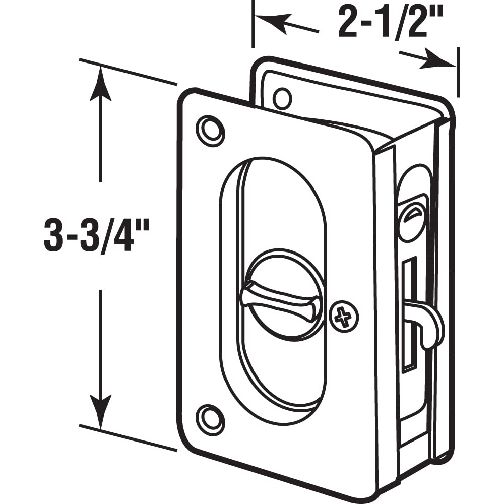 Prime-Line N 7367 Pocket Door Privacy Lock with Pull - Replace Old or Damaged Pocket Door Locks Quickly and Easily – Satin Nickel, 3-3/4” (Single Pack)