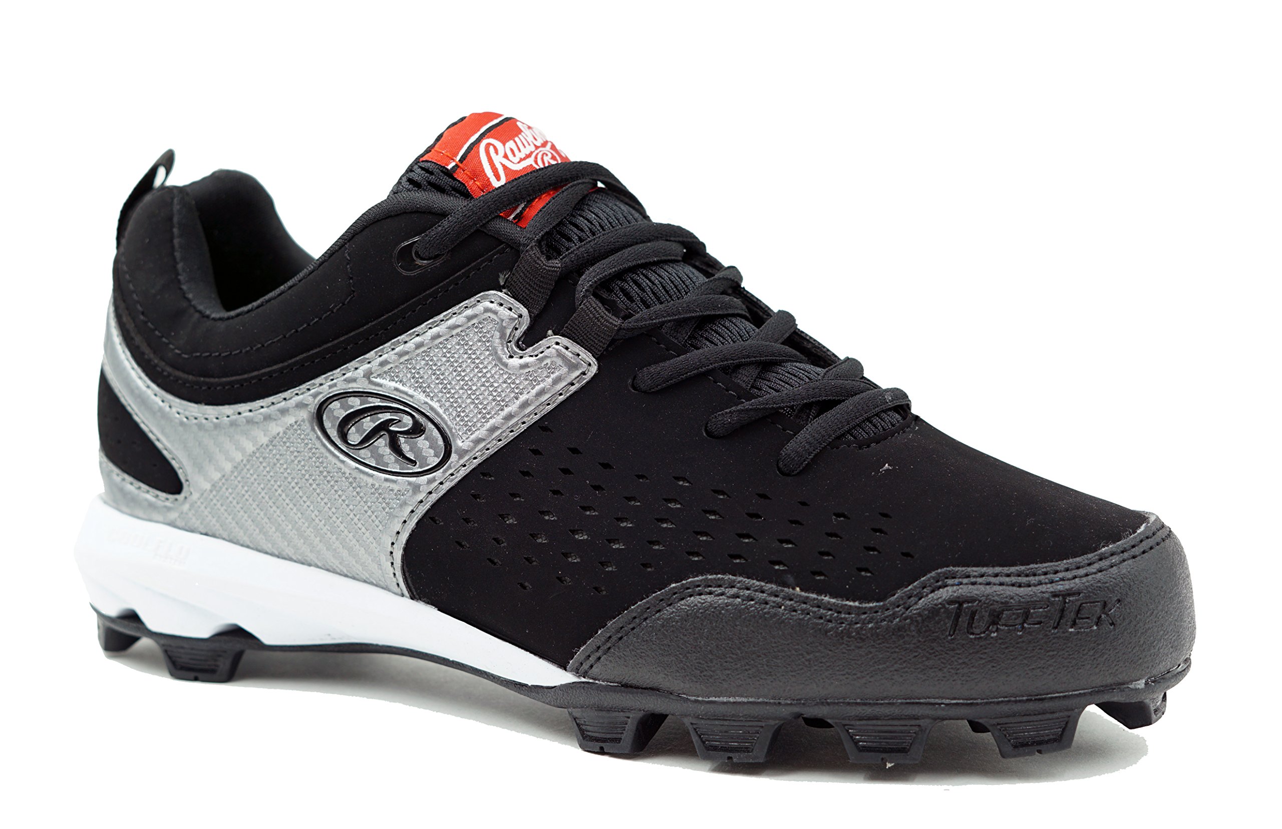 Rawlings Clubhouse Low Adult Men's Rubber Baseball Cleats, Black/Silver, 9