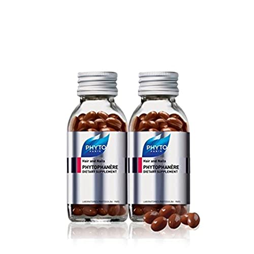 PHYTO PhytophanĂšre 100% Natural Hair Loss Thinning Dietary Supplement, 4-Month Supply,Capsule, 120 Count (Pack of 2)