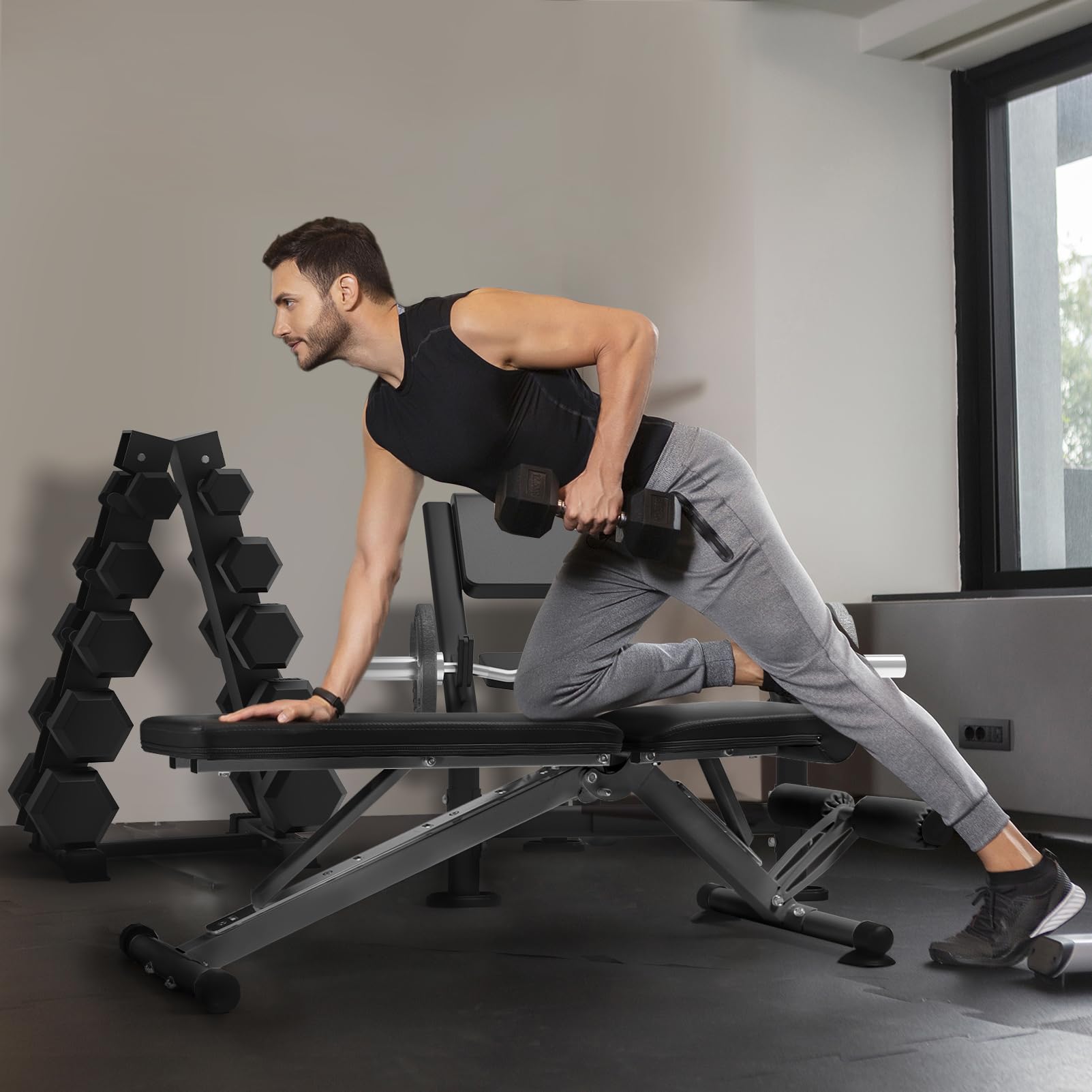 RitFit Adjustable/Foldable Utility Weight Bench for Home Gym, Weightlifting and Strength Training - Bonus Workout Poster with 35 Total Body Exercises(PWB01-2023 New Version)