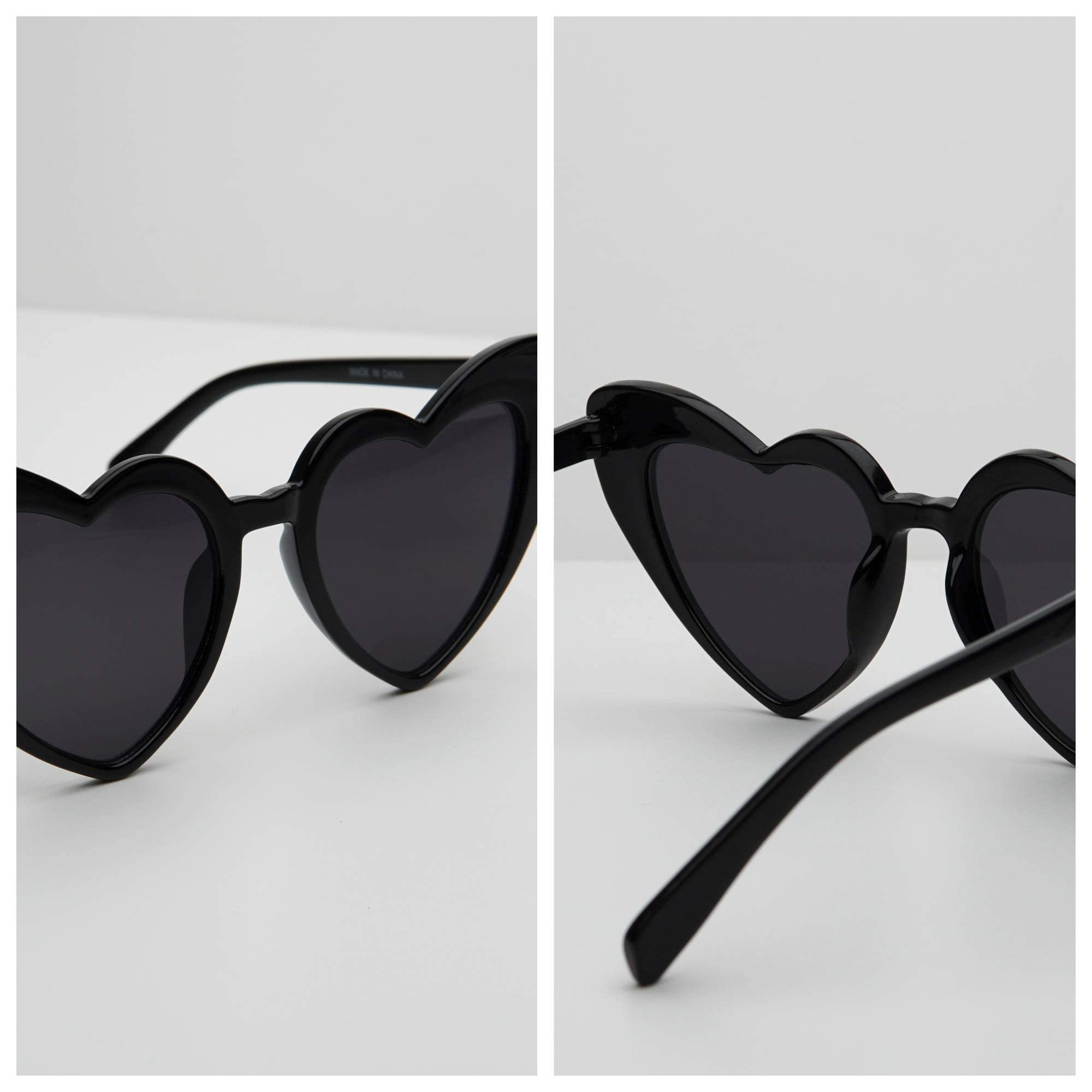 Pergozo Black Heart Sunglasses 7 Pack - Heart Shaped Sunglasses Heart Shaped Glasses - Bachelorette Party Sunglasses for Bride and Bridesmaids