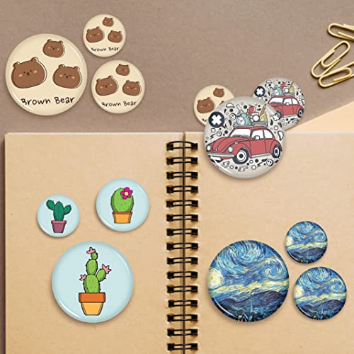 Onemorello 800 PCS Button Maker Supplies, 0.98 inch / 25mm Button Parts Button Supplies, Approx. 1 in Blank Button Badge Parts with Blank Paper for Button Maker Machine Pin Maker Machine Button Press