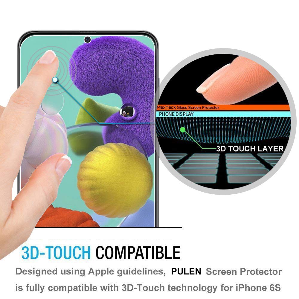 PULEN [5-Pack] Tempered Glass for Samsung Galaxy A51 Screen Protector 3 Packs+2 Packs Camera Lens Protector,9H Hardness HD Clear Scratch Resistant Bubble Free Anti-Fingerprints