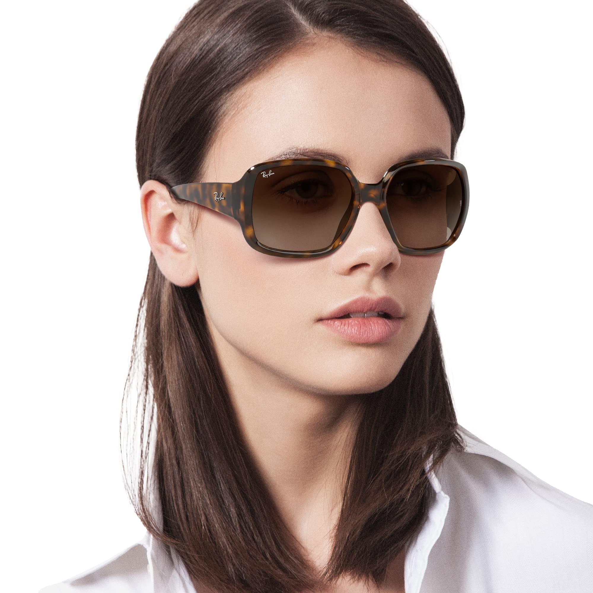 Ray-Ban Rb4347 Powderhorn Square Sunglasses, Havana/Brown Gradient Dark Brown, 60 mm