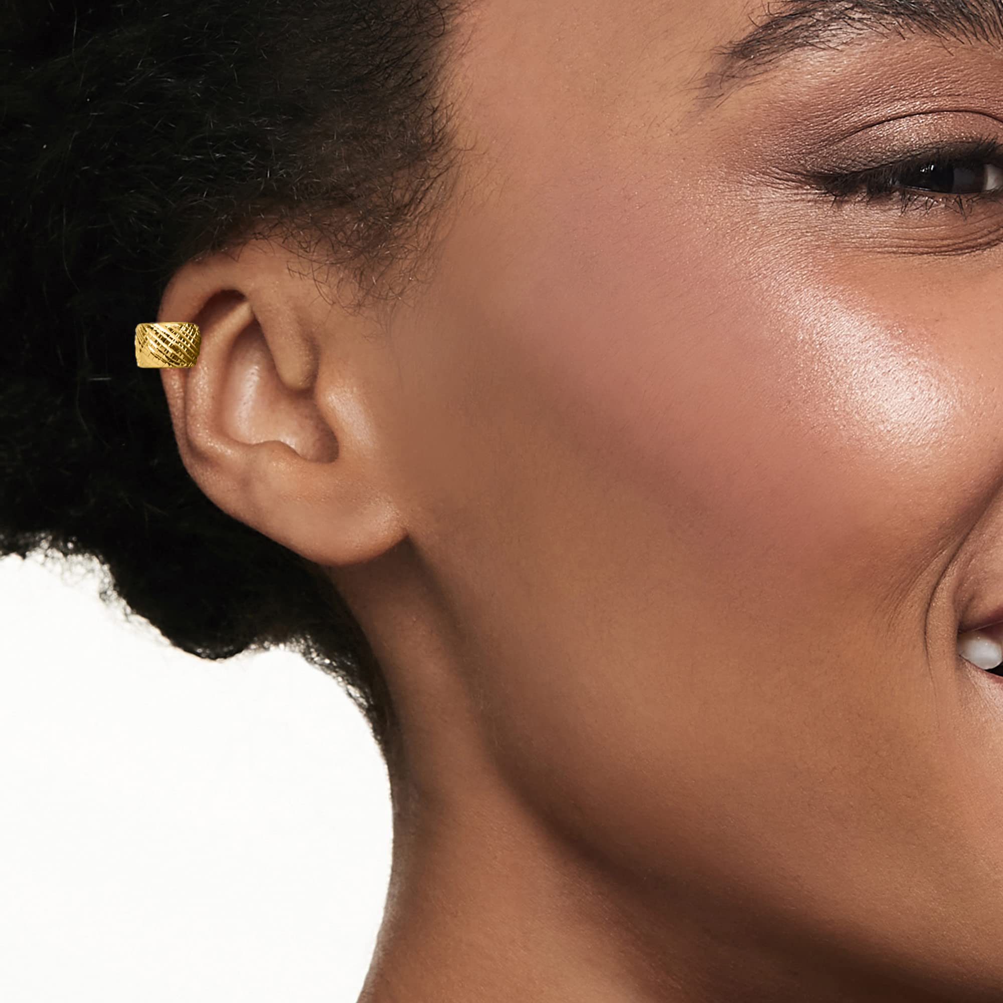 Ross-Simons 14kt Yellow Gold Cross-Hatched Single Ear Cuff