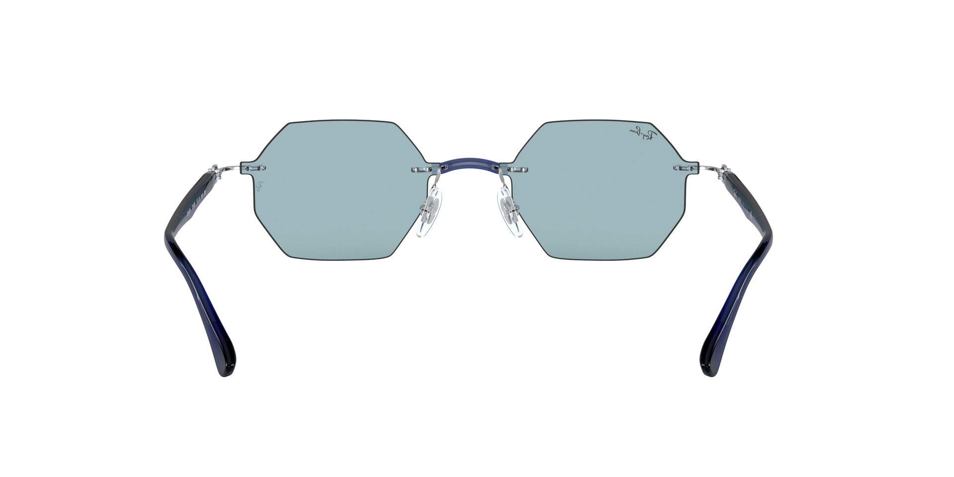 Ray-Ban Rb8061 Titanium Octagonal Sunglasses, Gunmetal/Blue, 53 mm