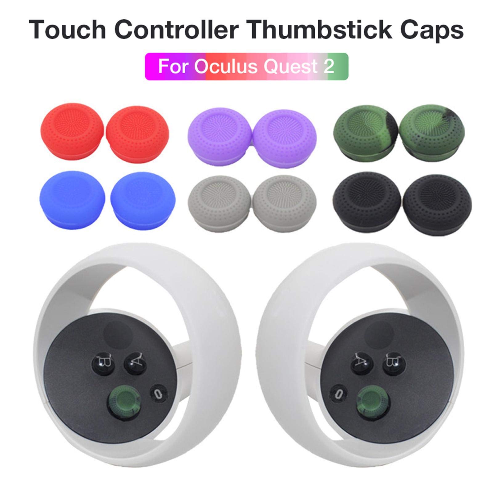 Silicone Thumbstick Caps for Oculus Quest 2 VR, Touch Controller Accessories Replacement Parts Soft Thumb Grip Cap Cover Multiple Colour, Silicone VR Protect Cover Anti-Skid Cap