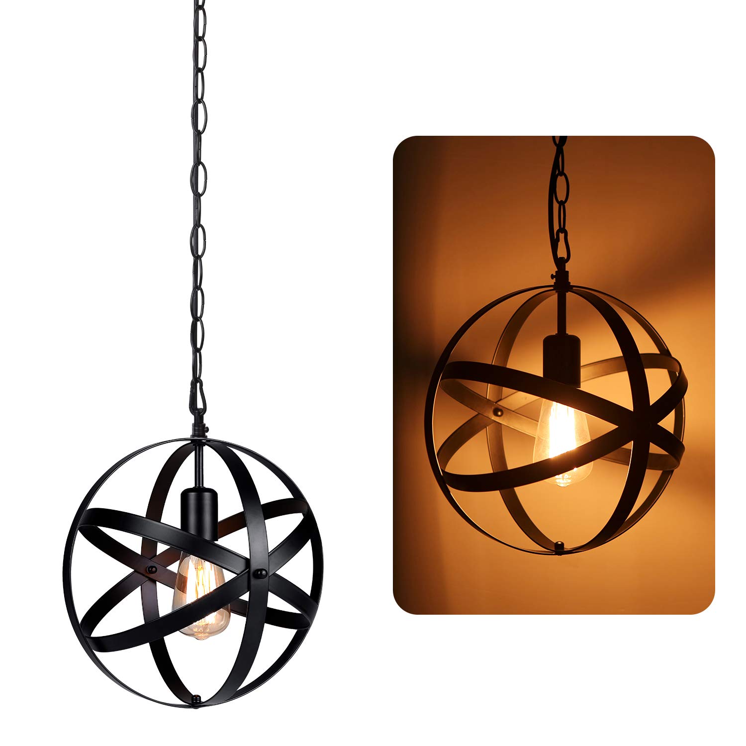 Pendant Light, Tomshine Plug in Hanging Light,Rustic Metal Chandelier Light Fixture for Kitchen Dining Room Farmhouse