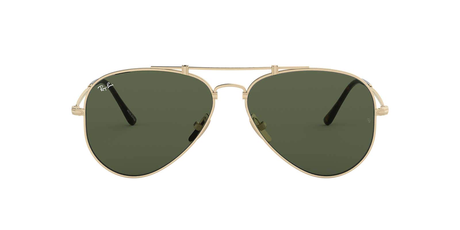Ray-Ban Rb8125 Titanium Aviator Sunglasses, Demi Gloss Antique Gold/Grey, 58 mm