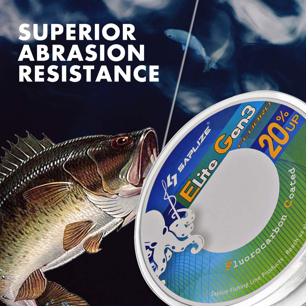 SAPLIZE Fluorocarbon Coated Fishing Line, 8LB, 0.24mm, 300Yards