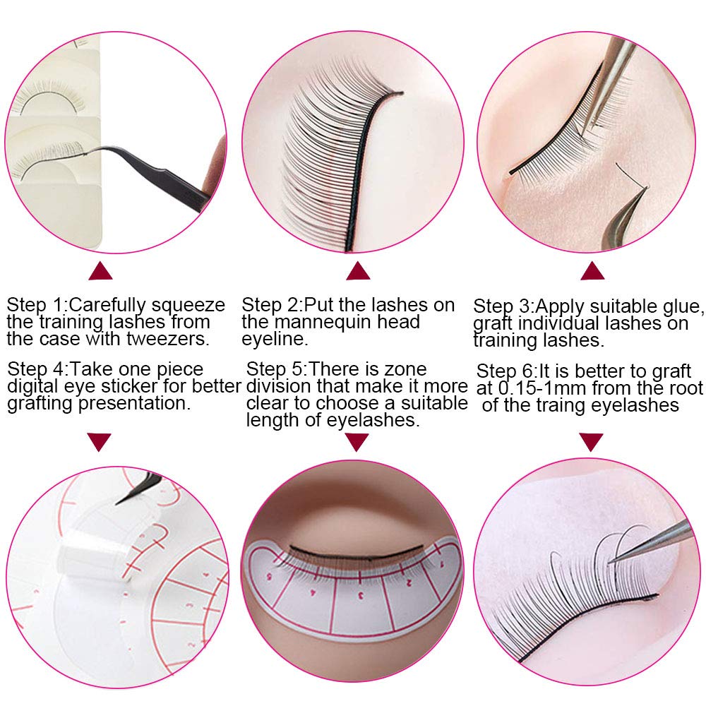 Practice Lashes for Eyelash Extensions Supplies, TopDirect 35 Pairs Training Lashes Practice Eyelash Strips Self Adhesive with 35 Pairs Eye Patches Stickers