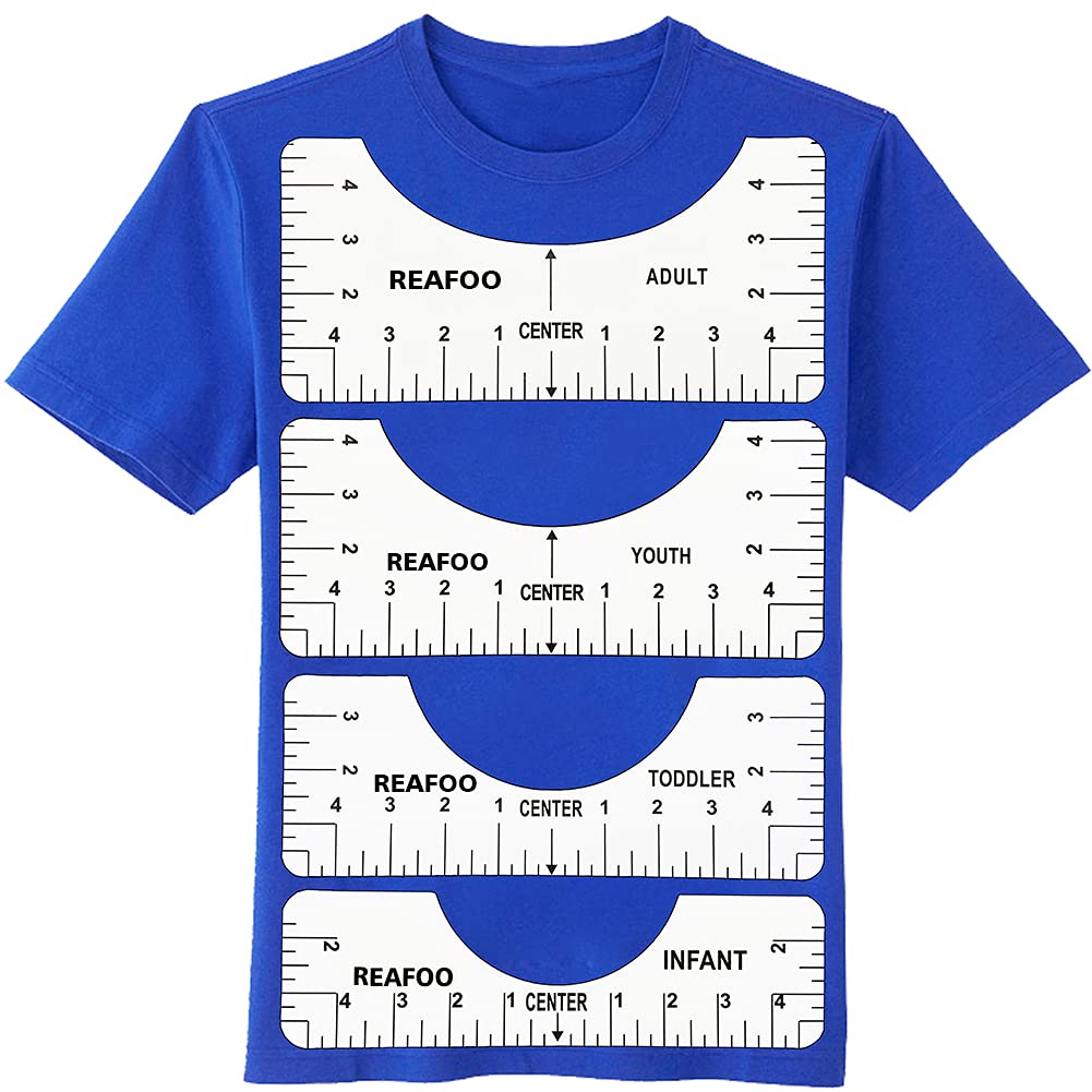 REAFOO T-Shirt Alignment Ruler Guide Tool,4 Pack T-Shirt Ruler to Center Designs for Adults Youth Toddler Infant(White)