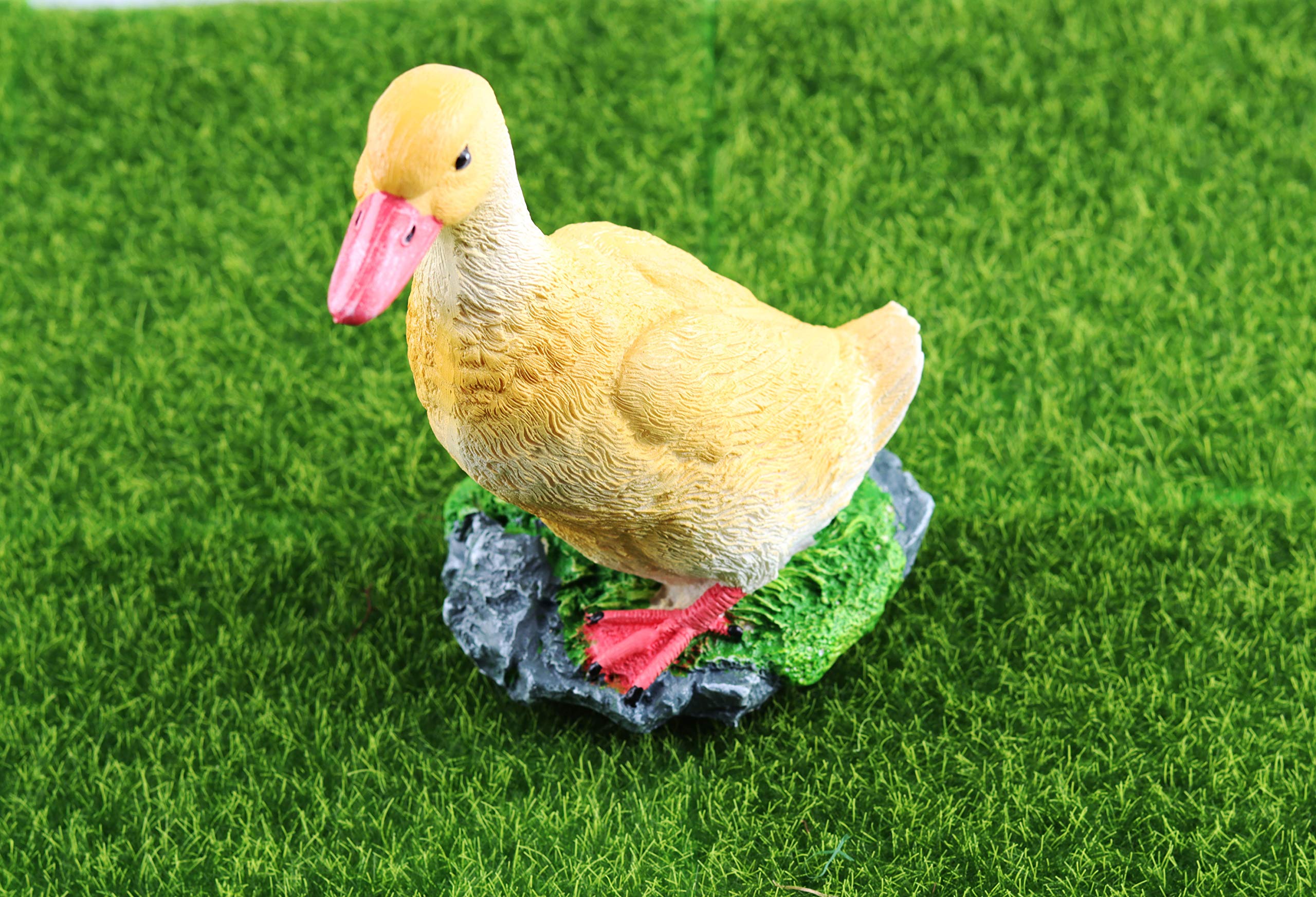 Rich Boxer Simulation Duck Figurine Resin Duck Decor Artificial Duck Model Duck Statue for Garden Pond Decoration Art Crafts Statues(Yellow)