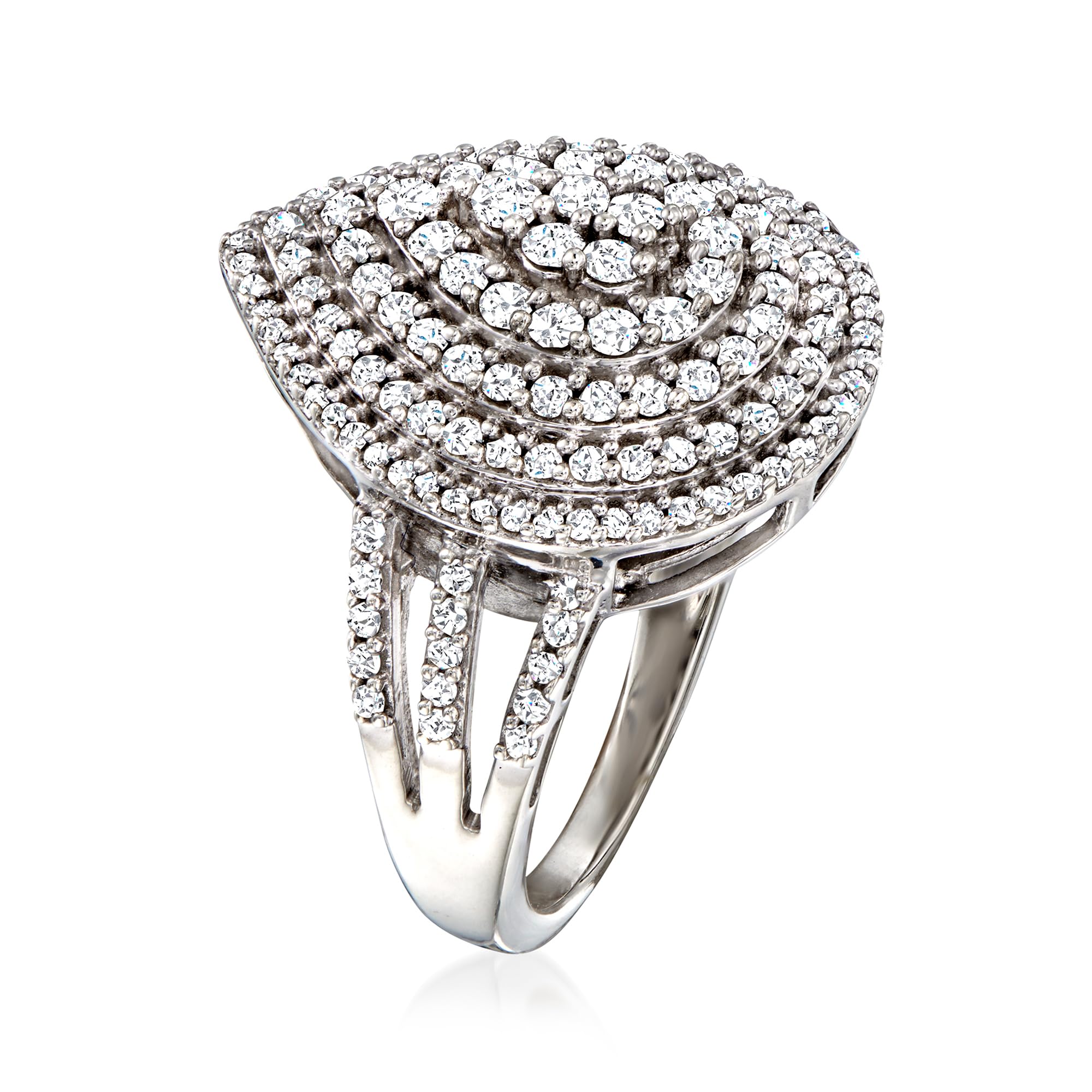 Ross-Simons 1.00 ct. t.w. Diamond Pear-Shaped Ring in Sterling Silver. Size 7