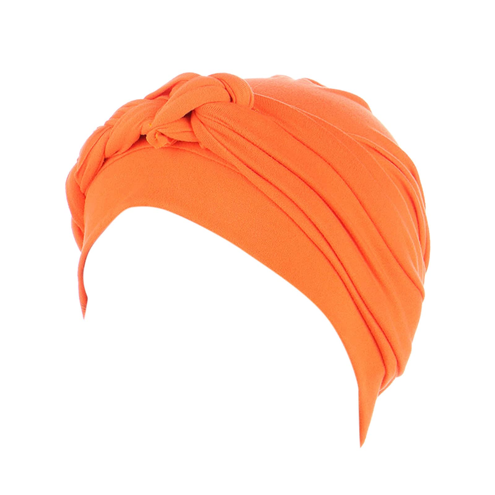 Women Pre-Tied Twisted Braid Turban Headbands Stretchy Headwear Classic Workouts Hair Cover (Orange, One Size)