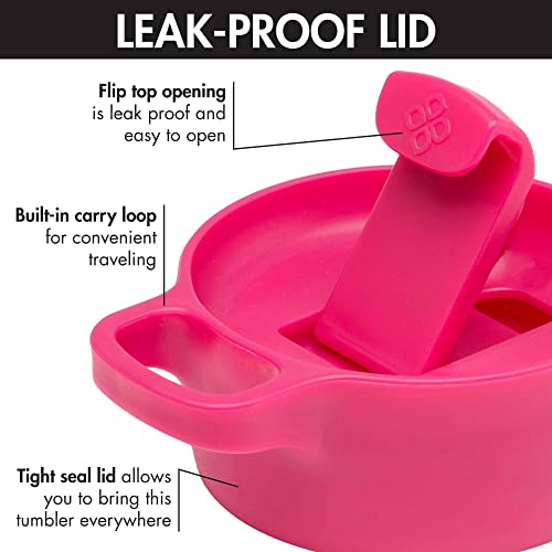 Primula Press and Go Iced Tea Maker, Travel Tumbler, Infuser Bottle, Leak-proof Flip-top Lid with Carry Loop, Dishwasher Safe, Made without BPA, 16-Ounce, Pink