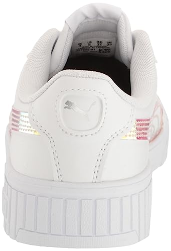 PUMA Carina Sneaker, White Silver, 2.5 US Unisex Little Kid
