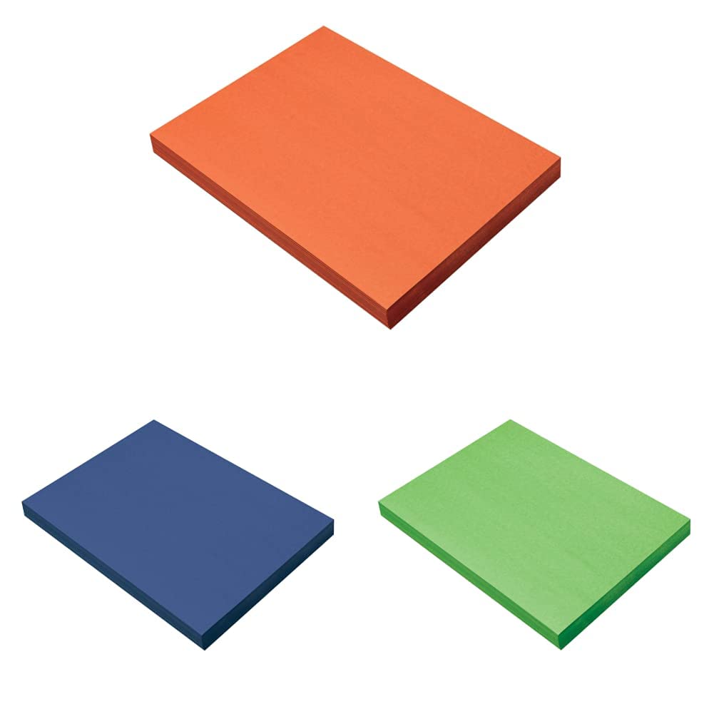 Prang (Formerly SunWorks) Construction Paper, Orange, 9" x 12", 100 Sheets & Prang (Formerly SunWorks) Construction Paper, Bright Blue, 9" x 12", 100 Sheets & Prang (Formerly SunWorks) Construction