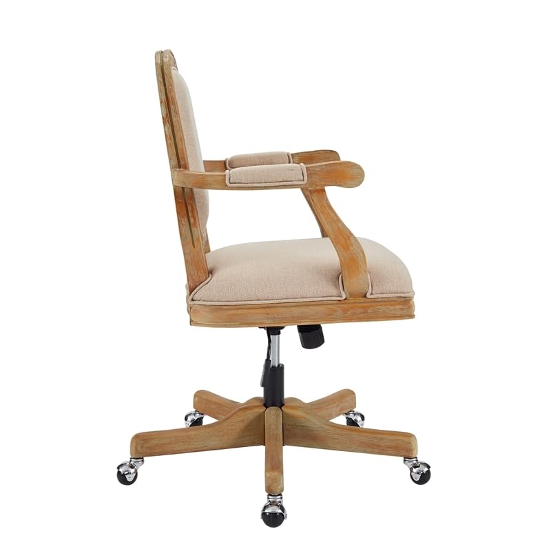 Riverbay Furniture Transitional Wood Swivel Office Chair in Rustic Natural Brown