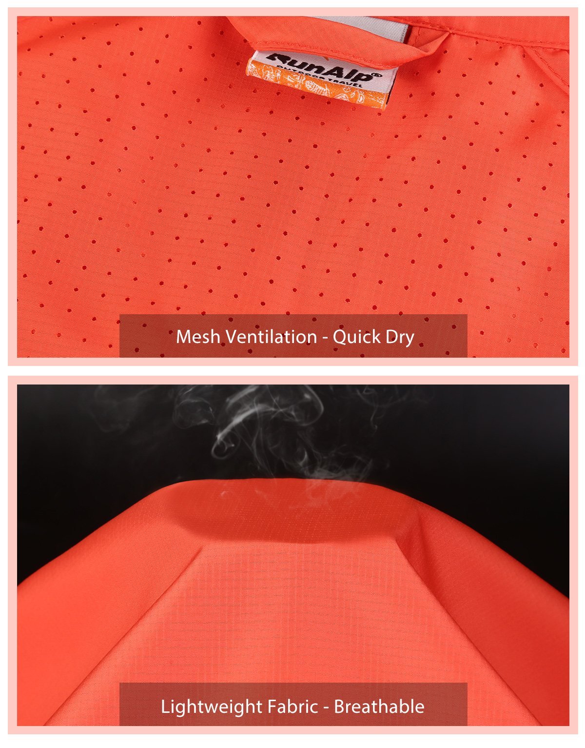 SHELCUP Women's Packable Windbreaker Jacket, Lightweight and Visible, Active Cycling Running Skin Coat, Orange S