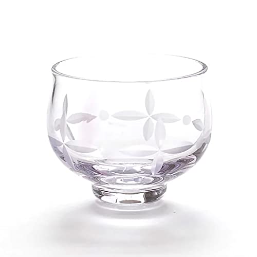 Tomi Craft, Otaru Kiriko Ochoko, Japanese Sake Cups, Beautiful Cut Glass, Craftsmen in Otaru Hokkaido, Hand Made in Japan, Tomi Glass OG101 (Pink)