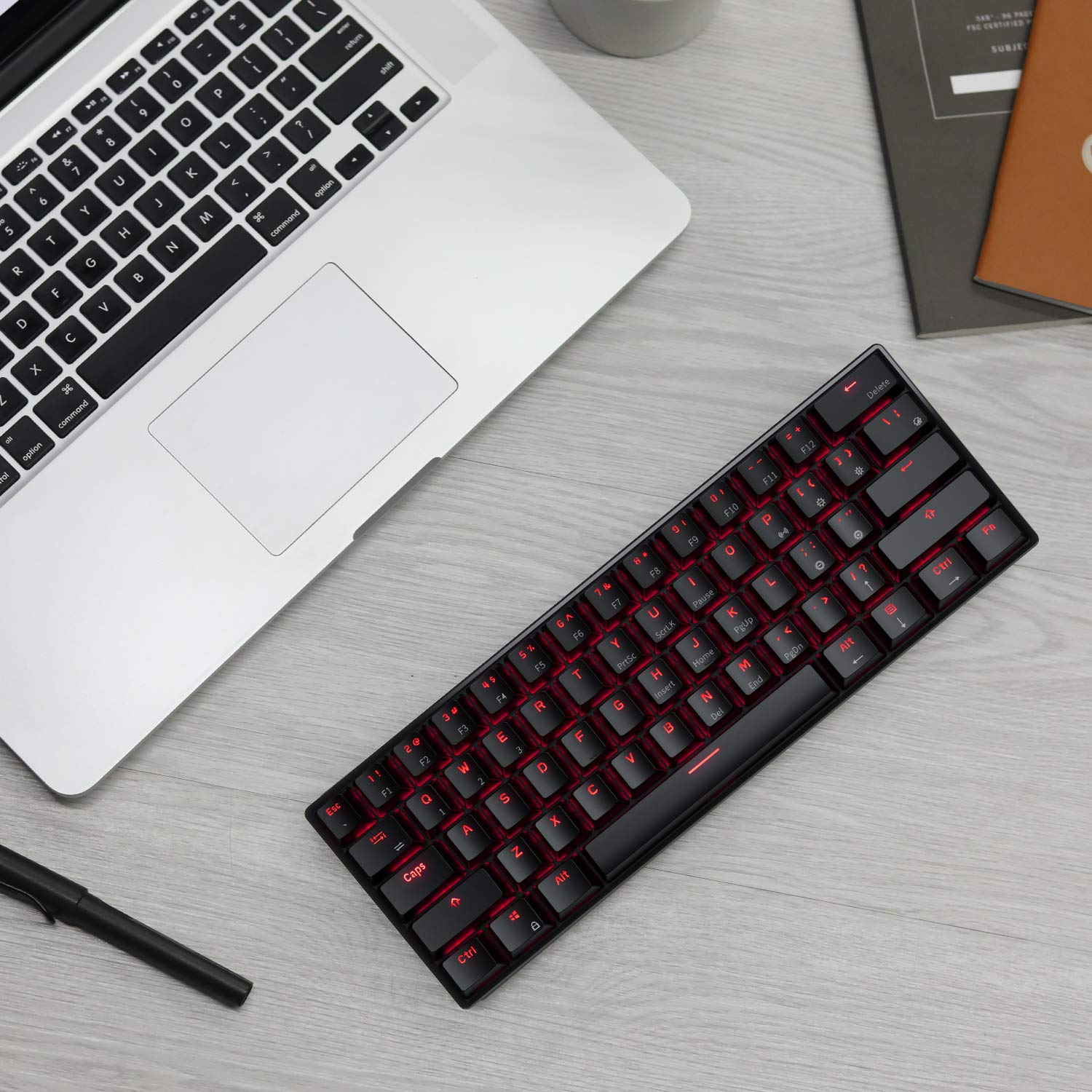RK ROYAL KLUDGE RK61 Wireless 60% Mechanical Gaming Keyboard, Ultra-Compact Bluetooth Mechanical Keyboard with 10 Hours Battery Life and Tactile Brown Switches, Compatible for Multi-Device Connection